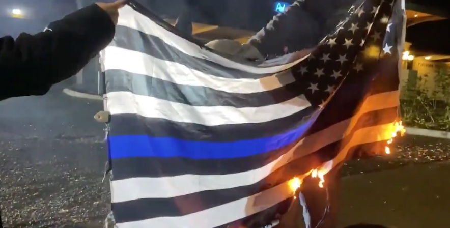 VIDEO: Portland Thugs Burn American Flag, 'Thin Blue Line' Flag - Todd ... VIDEO: Portland Thugs Burn American Flag, 'Thin Blue Line' Flag - Todd ...