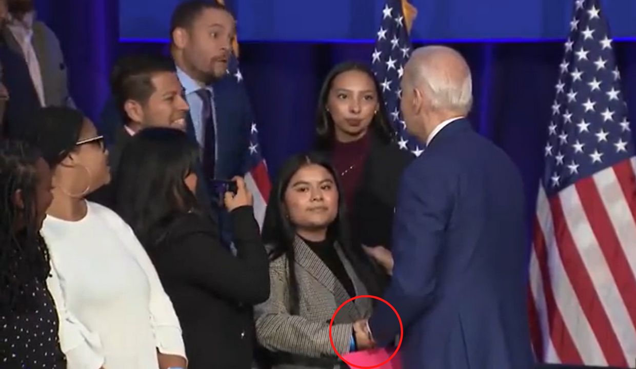 CREEPY JOE: Biden Rubs Woman's Face, Holds Her Hands for 60 Seconds ...