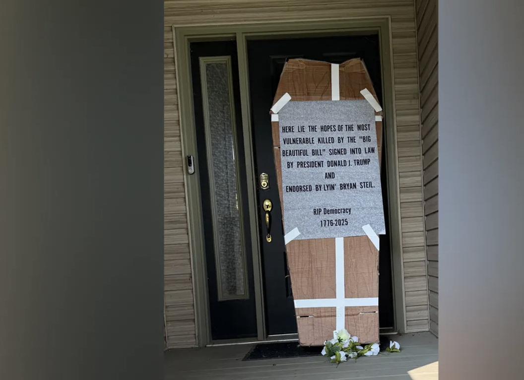 Mob Dressed in Black Dumps Coffin at Congressman's Home - Todd Starnes
